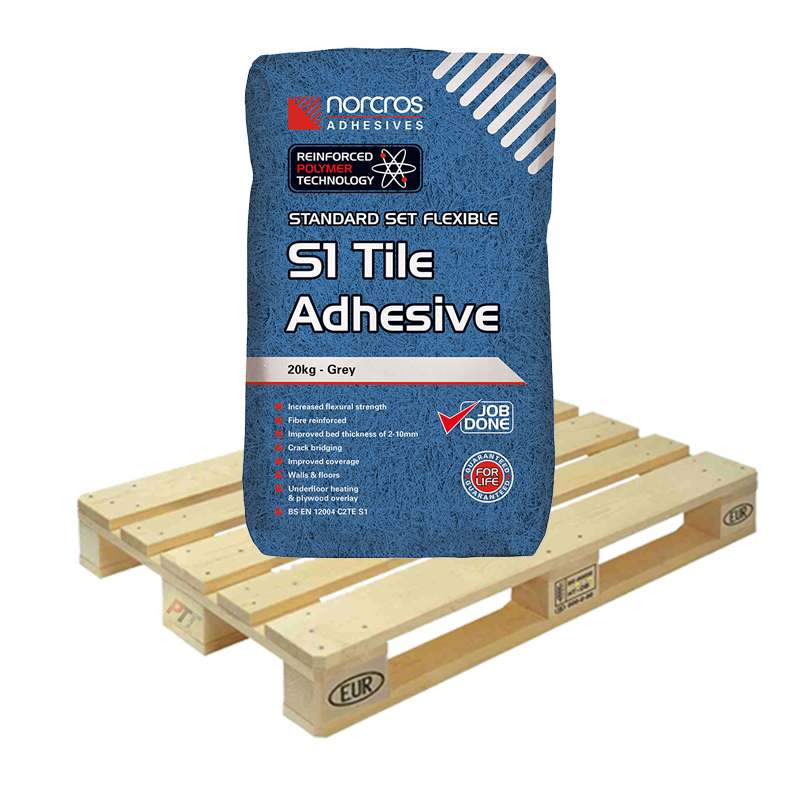 Norcros Standard Set Flexible S1 Adhesive 20kg Grey (48 Bag Pallet ...