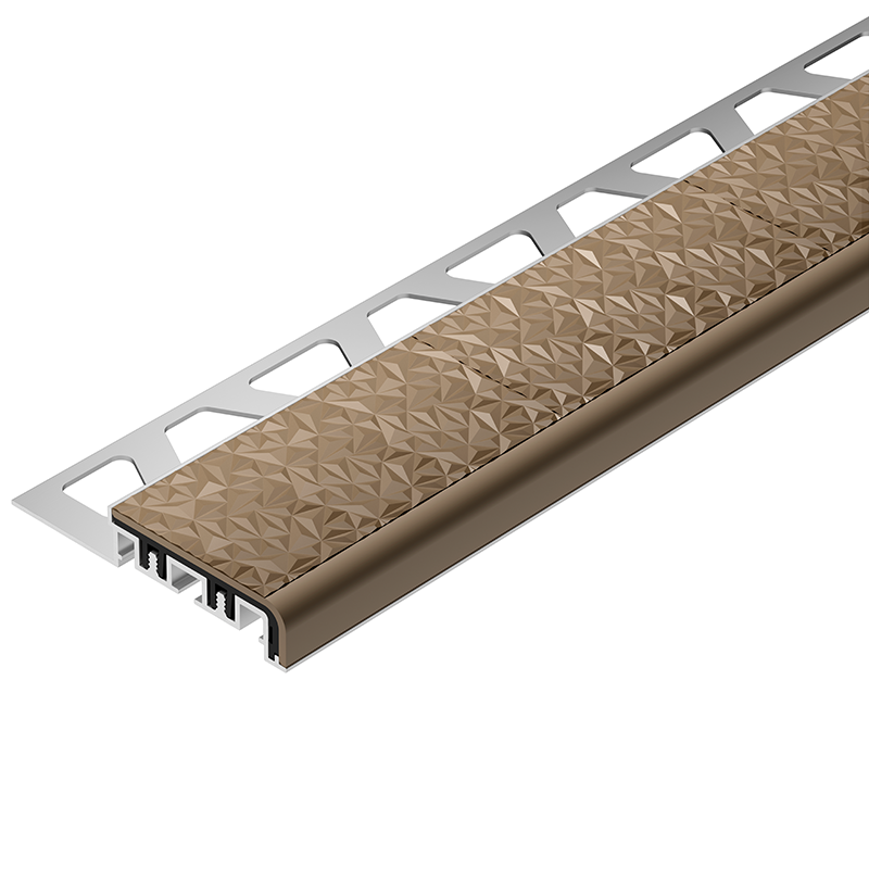 Schluter-TREP-V 42 Light Beige Anodised Aluminium Stair Nosing Profile ...