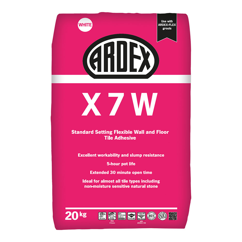 Ardex X7W Flexible Standard Set Adhesive White S1 20kg | Northants Tools